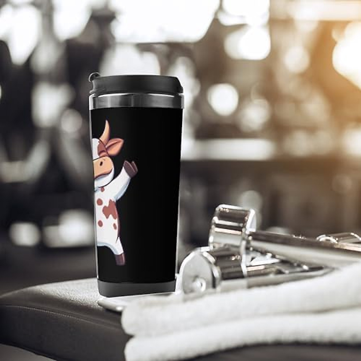 Cute Cow Dancing Travel Coffee Mug Reusable Insulated Drinking Cup with Lid for Home Outdoor Works 13 Oz