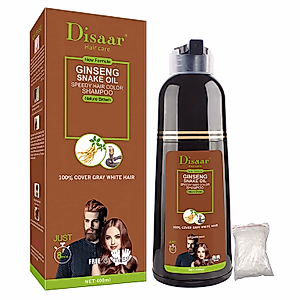 DISAAR Beauty Speedy Hair Color Shampoo 100% Cover Gray White Hair Easy To Use Long Lasting 400ml/13.53fl.oz (Natural Brown)