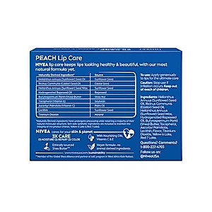 NIVEA Peach Lip Care, Tinted Lip Balm Pack with Shea Butter, Nourishing Oils and Vitamin C & E, 3-in-1 Moisture, Repair and Color, 0.17 Oz Stick, Pack of 4