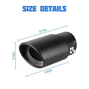 Exhaust Tips Stainless Steel, Car Exhaust Tail Muffler Tip Pipes Muffler Modification, Inlet 2.5" Outlet 3.2" Polished Finished Tail Pipe, Auto Replacement for Most Cars Sedans Trucks (Black/Straight)