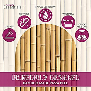 Azlan's Essentials Wood Pizza Peel 16 Inch - Sustainably Sourced Wooden Bamboo Pizza Paddle with Ergonomic Handle For Baking Homemade Pizza and Bread, No Split or Cracks, Extra Large.