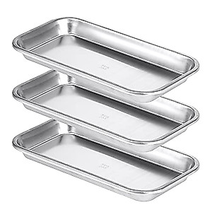 Annhua 304 Stainless Steel Lab Tray 3 Pack Surgical Instrument Trays 8.86" x 4.7" x 0.8", Lab Tray Small for Laboratory, Tattoo Station, Bathroom Organizer