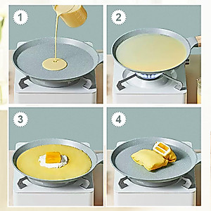 RANXINGST Nonstick Ceramic Crepe Pan, 8 Inch Dosa Pan Pancake Pan with Detachable Handle Round Griddle - Blue