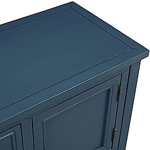 Merax Farmhouse Entryway Console Sofa Table for Living Room, Sofa Table with Storage Drawers and Shelf for Dining Room, Wood Narrow Kitchen Sideboard Cabinet with Door, Antique Navy