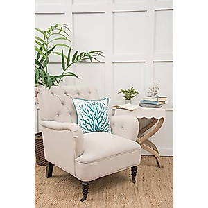 C&F Home Maris Embroidered Throw Pillow Blue Coral Coastal Beach Ocean Decor Decoration Throw and Accent Pillow for Bedding Sofa Or Couch 16" x 16" Blue