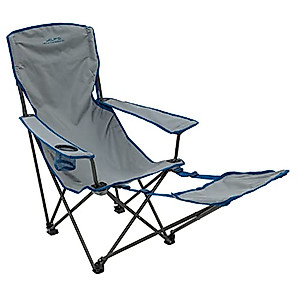 ALPS Mountaineering Escape Lounge Camping Chairs for Adults with Footrest and Adjustable Armrests, Sturdy Steel Frame, Compact Foldable Design, and Carry Bag, Gray/Blue - New