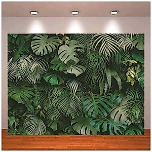 Yongqian Tropical Green Leaves Photography Backdrops Nature Safari Party Decoration Outdoorsy Newborn Baby Shower Backdrop Wedding Bridal Shower Birthday Photo Background Studio Props 7x5ft