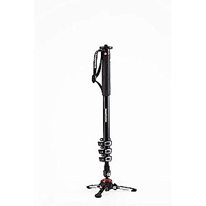Manfrotto Video Monopod XPRO+, 4-Section Aluminium Camera and Video Support Rod with Fluid Base, Photography Accessories for Content Creation, Video, Vlogging
