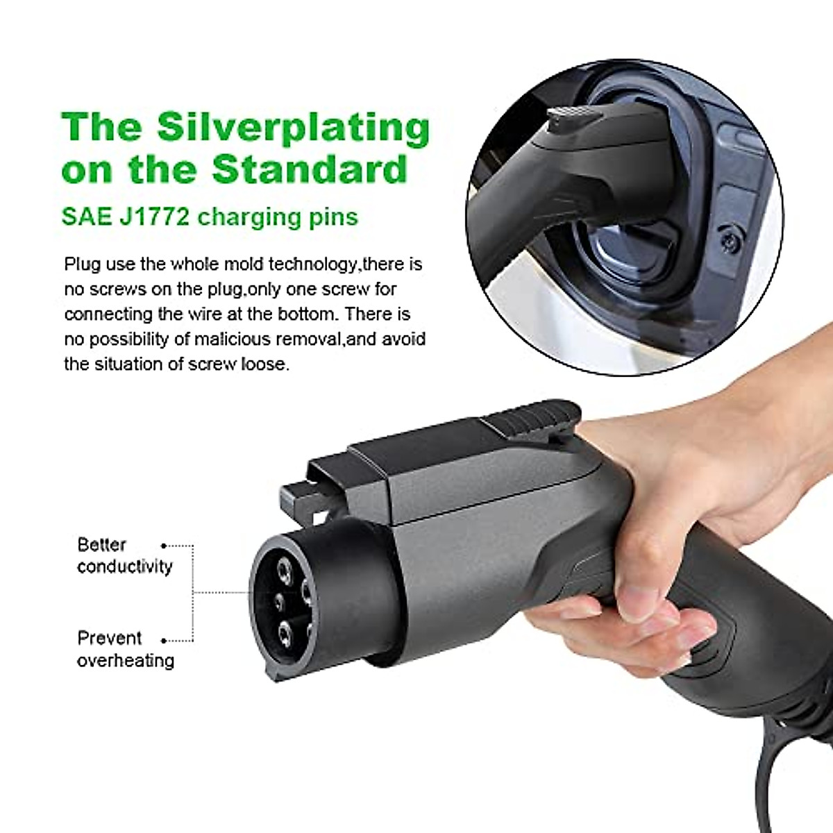 BESENERGY 40 Amp EV Charger Level 2 NEMA 14-50 220V-240V Upgraded J1772 Portable EV Charging Cable, 20 ft Electric Vehicle Charger Compatible with All EV Car