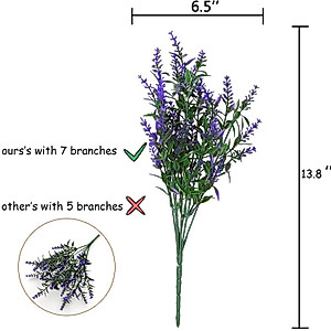 18 Pack Artificial Lavender Flowers Bouquet Fake Plants for Indoor Outdoor UV Resistant Plastic Flowers with Stems Decor Home ,Wedding, Party, Garden, Patio, Office, (Purple)