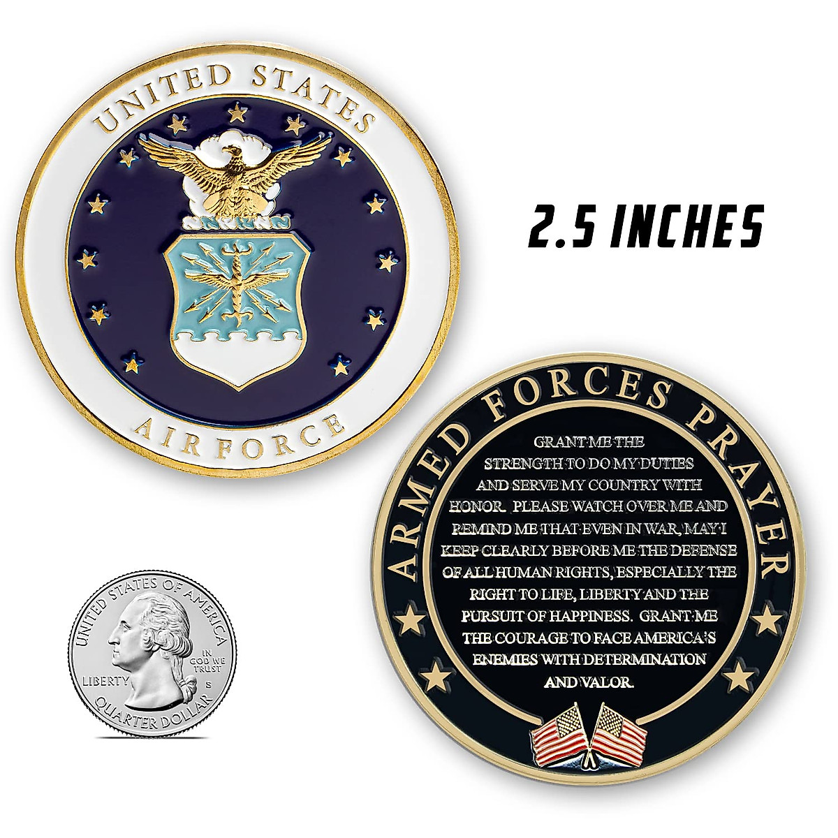 Air Force Armed Forces Prayer Coin - USAF Valor Challenge Coin-Gifts for Air Force-Certified Disabled USMC Vet Owned Business