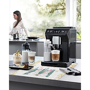 Coffee Mat for Counter,Merry Christmas Happy New Year Pink Snowman Gold Snowflake Absorbent Hide Stain Coffee Bar Mat,Non-slip Coffee Bar Accessories Kitchen Drying Mat Fit Under Coffee Maker