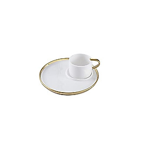 Pampa Bay For Coffee Lovers Titanium-Plated Porcelain Espresso Cup & Plate, 2.5 x 6.5in