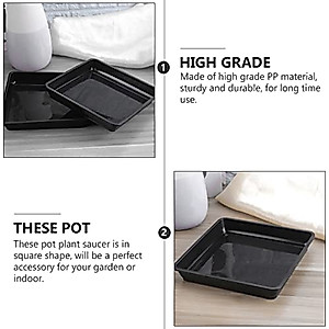 Yardwe 10pcs Watering Rectangular Office Flowers Coaster Pp Ashtray Plates Bonsai Seeding Receiving Dishes Pots Drip Holding Container Nursery Stand Plants Support Black Trays