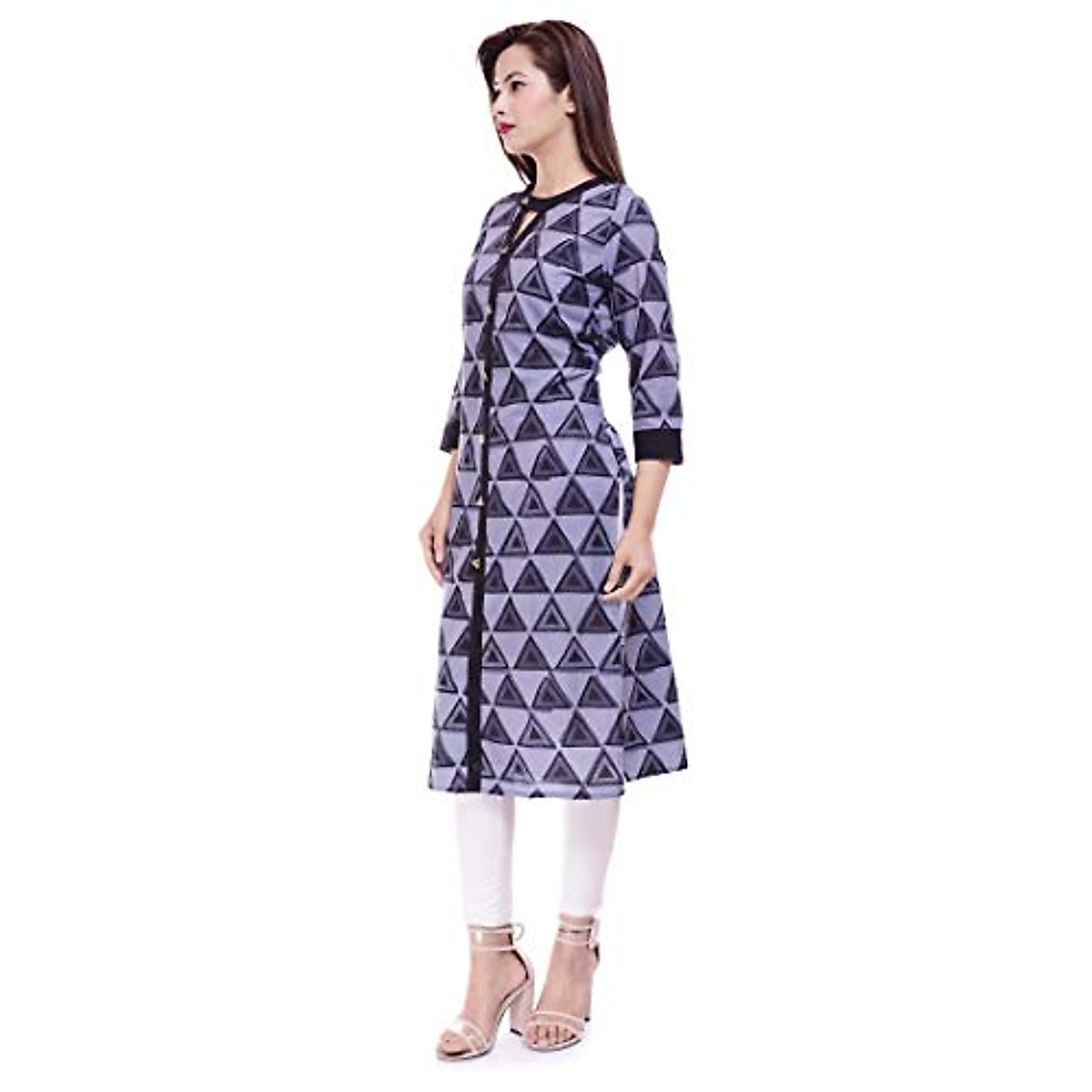 Ramkudi Indian Women's Printed Cotton Kurti Top (Grey)