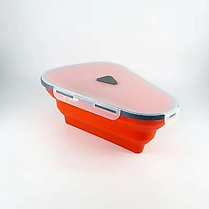 Extendable Pizza Slice Container Reusable Storage with 5 Microwavable Serving Trays BPA Free, Microwave & Dishwasher Safe Leftover to Organize Save Space, Red, Medium