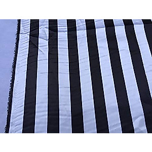 White/Black 1inch Stripe Soft/Silky Charmeuse Satin Fabric. Sold by The Yard.