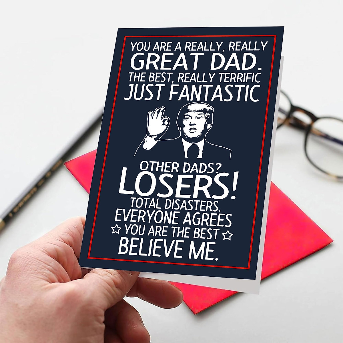 BETHEGIFT Funny Card for Dad from Daughter, Son, Kids - Dad Birthday Card - Christmas Gifts for Dad Card - Dad Christmas Gifts - Fathers Day Card for Dad - Humorous Dad Greeting Cards