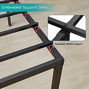 Zebuloni King Bed Frame,Platform Bed Frame,No Box Spring Needed,18 Inch High Platform King Size Bed Frame Free,Heavy Duty Steel Slat with Strong Metal Foundation,Storage Pouch x 1 Included,King