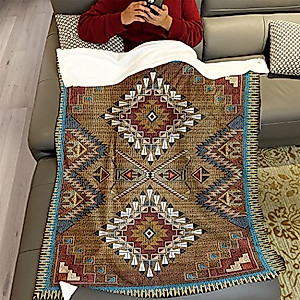 SXCHEN 50"x60" Blankets Plush Sofa Bed Throw Vintage Aztecs Native American Tribes Geometry