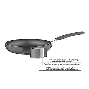 Amazon Basics Ceramic Non-Stick 12-Piece Cookware Set, Grey - Pots, Pans and Utensils