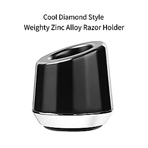 ERAVOR Men's Shaving Razor Stand, Zinc Alloy, Safety Razor Holder Base, Opening Dia 0.78" (2cm), Razor Holder for Men (Black)