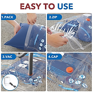 Vacuum Storage Bags 12 Jumbo, Space Saver Sealer Bags, Airtight Compression Bags for Clothes, Pillows, Comforters, Blankets, Bedding