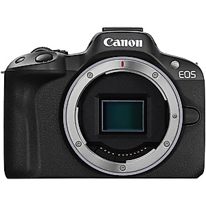 Canon EOS R50 Mirrorless Camera (Black) (5811C002) + Rode VideoMic + 64GB Card + Corel Photo Software + Bag + Charger + 2 x LPE17 Battery + Card Reader + LED Light + Flex Tripod + More (Renewed)