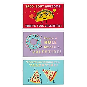 Hallmark Kids Mini Valentines Day Cards Assortment, 18 Classroom Cards with Envelopes (Tacos, Pizza, Doughnuts)