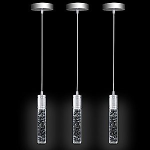 3 Lights Independent Kitchen Island Dining Room Light Pendant Light Fixtures Bubble Crystal Chandeliers Modern Kitchen Island Lighting Chandeliers Fixtures LED Lampara, 6000K LED Bulbs Included