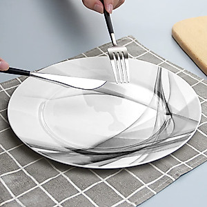 IQCWOOD Ceramic Dinner Plates Set of 6, 10.5 inch Dish Set Microwave, Oven and Dishwasher Safe, Scratch Resistant, Kitchen Porcelain Serving Dishes, White Dinner Plates Restaurant Dishes