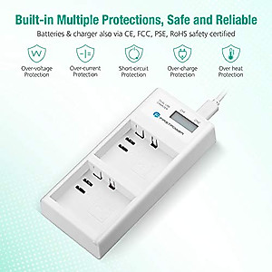 FirstPower Replace Arlo Pro Arlo Pro 2 Upgraded Rechargeable Battery VMA4400 2-Pack & Dual Quick LCD Charger for Arlo Pro, Arlo Pro 2, Arlo Go, Arlo Security Light Batteries