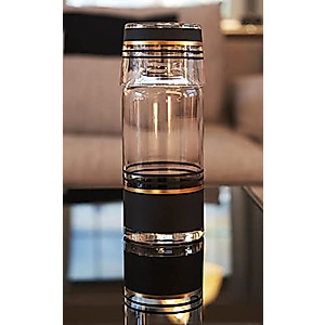 GENERİC ONS ELITE Bedside Water Carafe with Glass Set, European Quality Glass, Glass Carafe 24 oz Cup 4.5 oz , Bedside Carafe Pitcher and Cup, Night Carafe with Glass, Made in Europe, Black