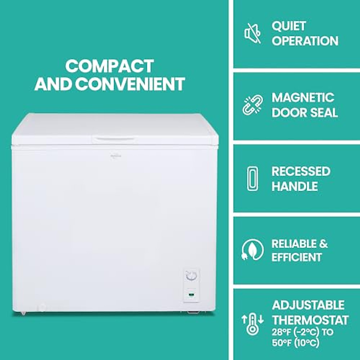 Koolatron 7.0 CuFt Chest Freezer with Manual Defrost Removable Storage Basket Adjustable Thermostat Quiet Compressor Cooling Stay-Open Lid Energy Efficient Deep Freezer for Home Basement Garage