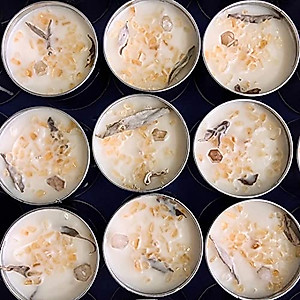 White Sage Smudge Candle with Citrine & Quartz Gemstone Crystals 100% Natural Soy Essential Oils (Sage)