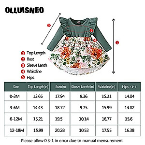OLLUISNEO Newborn Baby Girl Dress Infant Romper Outfits Ruffle Long Sleeve Dresses Baby Green Dress Fall Baby Girl Clothes 0-3 Months