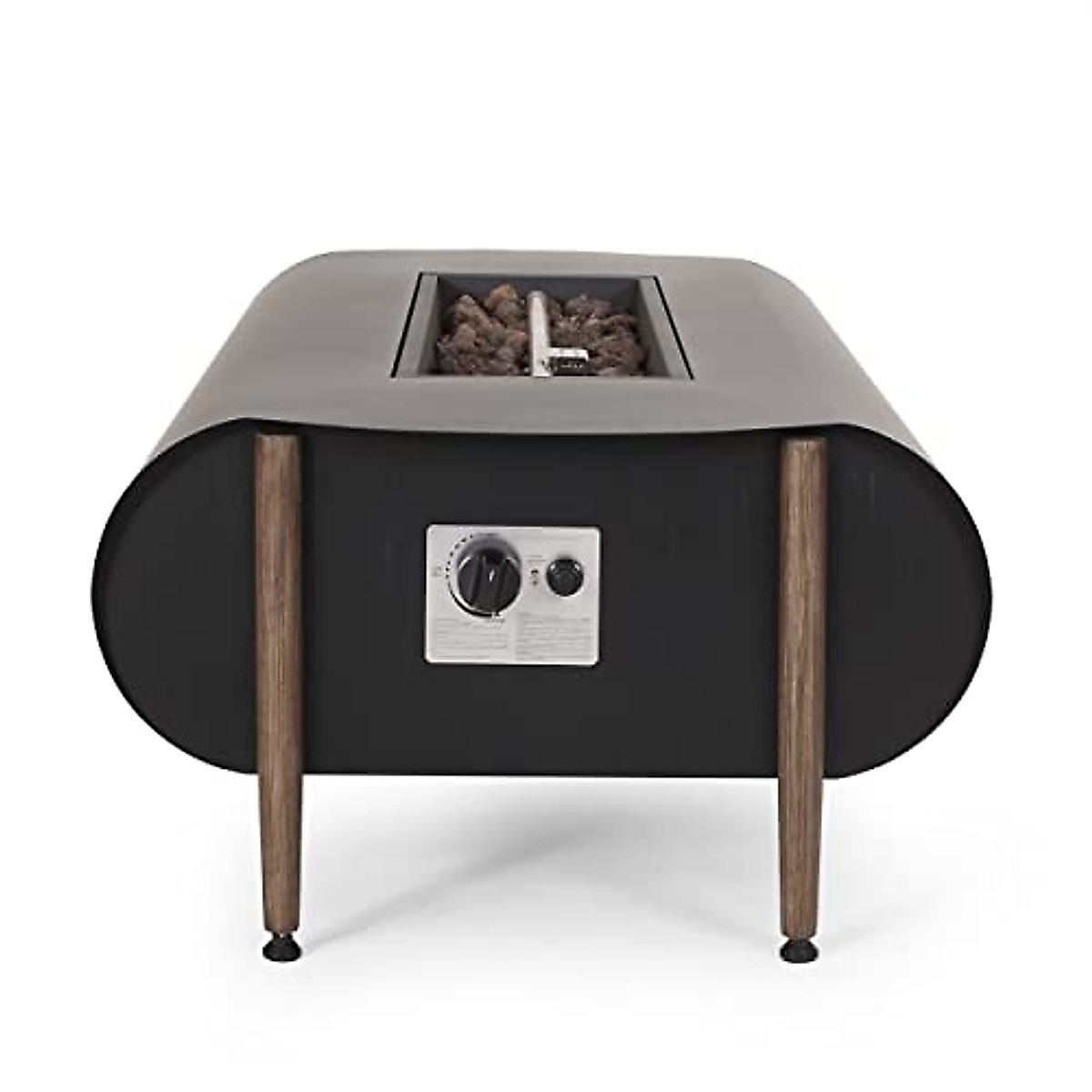 Christopher Knight Home Vernon Outdoor FIRE Pit, Dark Gray + Wood Grain