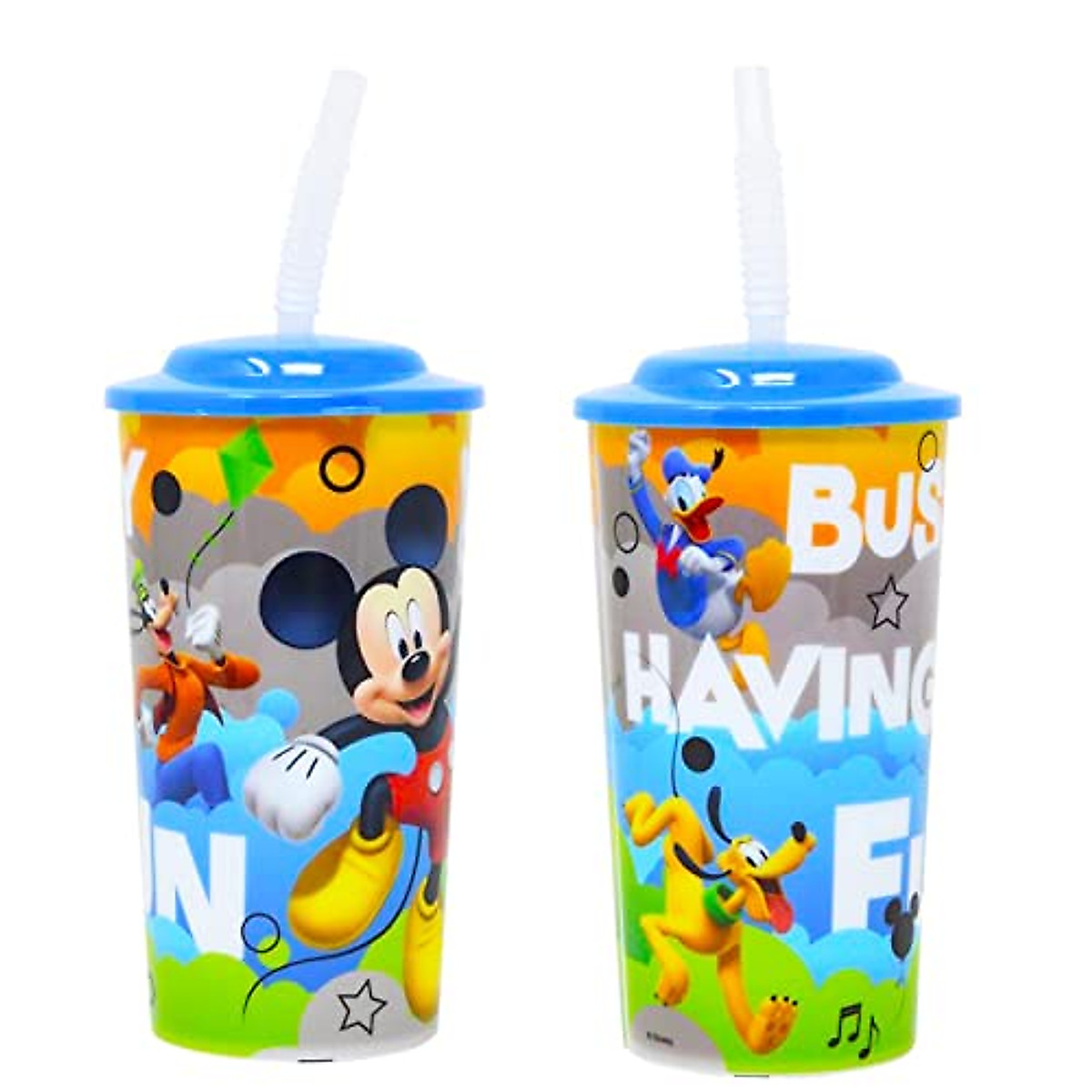 Disney Mickey Mouse Sippy Cup Set - 6 Pack Mickey Tumbler with Straw Bundle With Mickey Stickers and More (Mickey Cup for Toddlers Kids Adults)