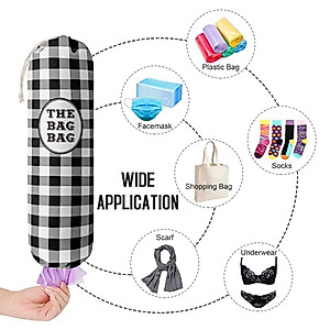 Black White Buffalo Check Plaid Grocery Bags Holder Organizer For Shopping Bags，Wall Mount Plastic Bags Storage Container Dispensers, Kitchen Housewarming Gifts For Women Family Friends Grandma Mom