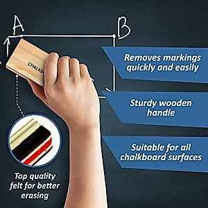 Chalk - 24 Pack Including 12 White Chalk, 12 Colored Chalk With 1 Felt Chalkboard Eraser - Thin Chalkboard Chalk Great for School, Office and Home Use, Dustless Chalk for Kids Bundle Pack