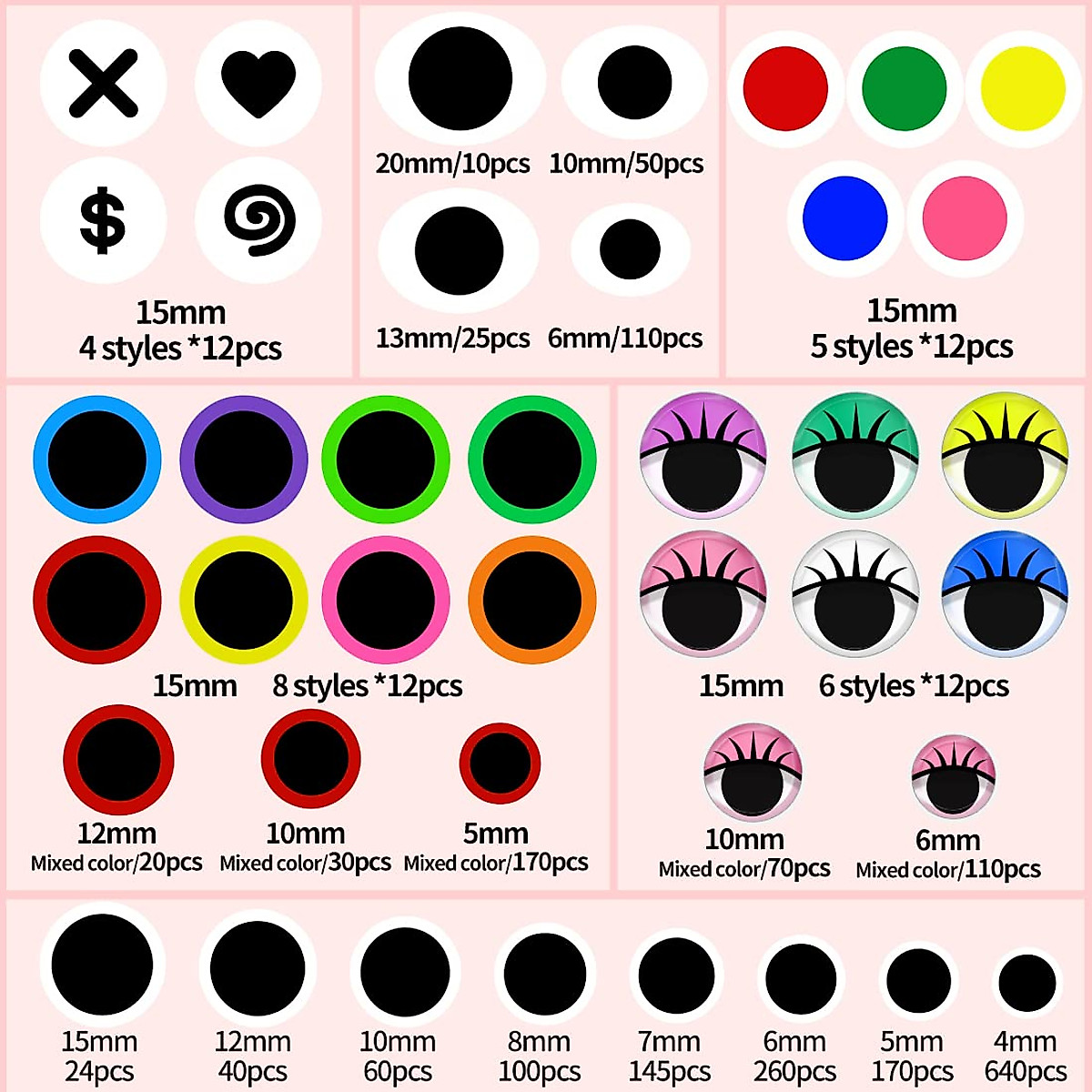 108pcs Felt Sheets + 2310pcs Googly Wiggle Eyes, Art and Craft Supplies.