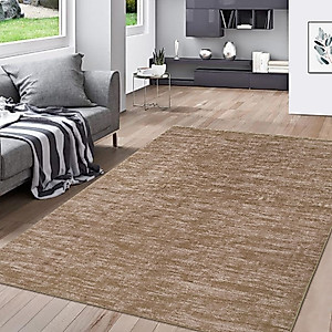 GarveeHome Washable Rug 5x7 Modern Solid Area Rug Indoor Non Slip Throw Floor Cover Contemporary Rug Boho Accent Area Rug Farmhouse Low Pile Rug Carpet for Living Room Bedroom, Taupe