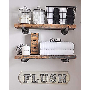 Industrial Floating Shelves Wall Shelf - Floating Shelves Wood Wall Mounted, Hanging Shelves, Floating Shelves Rustic, with Pipe Hardware Brackets (Set of 2) 1.5'' X 7.5'' (Special Walnut, 36'')