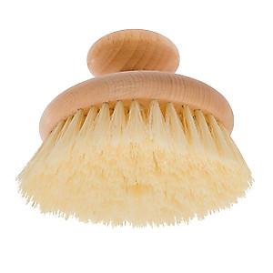 Redecker Natural Tampico Fiber Massage Brush with Oiled Beechwood Knob, 4-Inch Diameter, Made in Germany