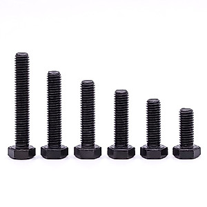 M12-1.75 x 40mm Hex Bolts, 12.9 Grade Alloy Steel, Black Oxide Finish, Full Thread, Coarse Thread UNC, Hexagon Head Bolts 10 PCS