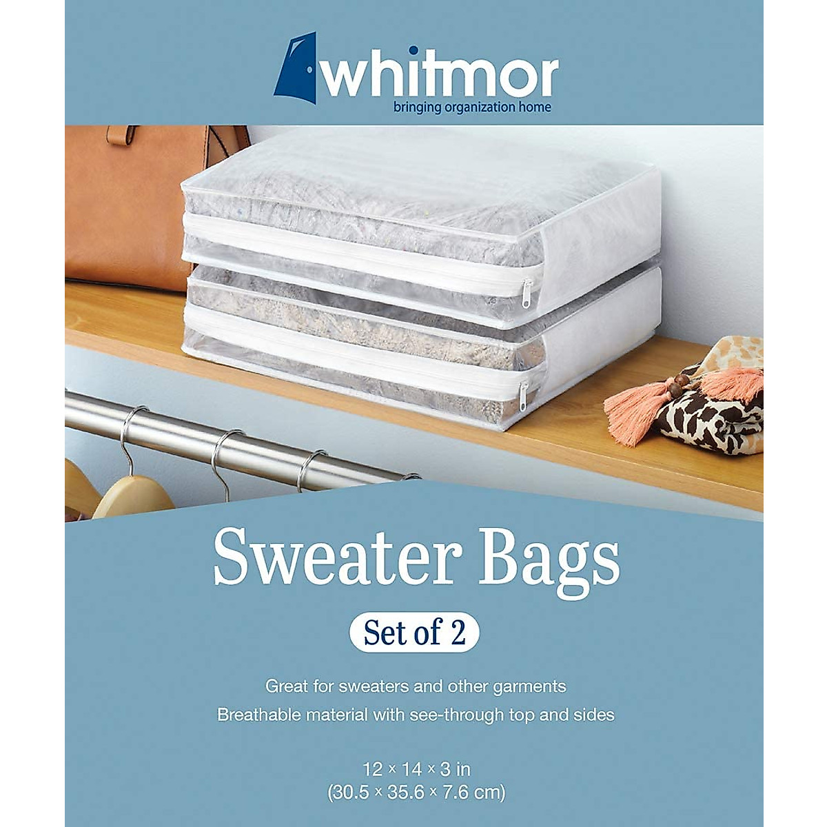 Whitmor Set of 2 Sweater Bag, White, 2 Count (Pack of 2)