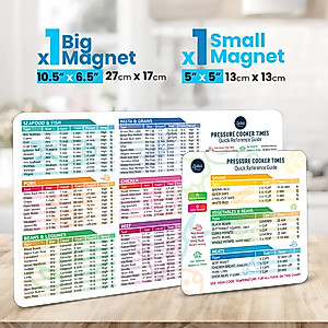 Instant Pot Cooking Times Chart - Pressure Cooker Accessories Cook Times - Easy to Use & Clean Strong Magnet - Instant Pot Cheat Sheet Magnet Set Quick Reference Guide - White