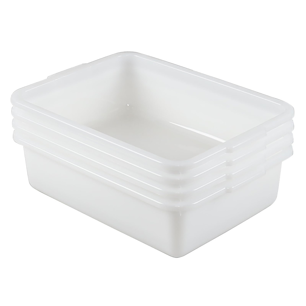 Guankan 4-Pack 8 L Commercial Plastic Bus Tub Box, Small Dish Pan Tub, White