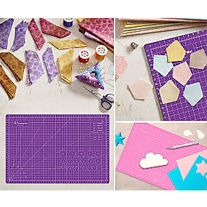 Headley Tools 12 x 18 Inch Self Healing Cutting Mat, Durable Rotary Cutting Mat Double Sided 5-Ply Gridded A3 Cutting Board for Craft, Fabric, Quilting, Sewing, Scrapbooking Project, Pink/Dark purple