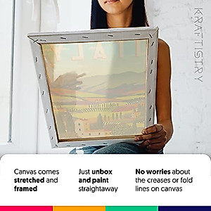 Kraftistry Paint by Number for Adults Canvas Italy | DIY Paint by Numbers for Adults Beginner | 12x16 Painting Kits for Adults with Framed Canvas, Dual-Hand Ergonomic Brush, Paint, Hooks and Nails